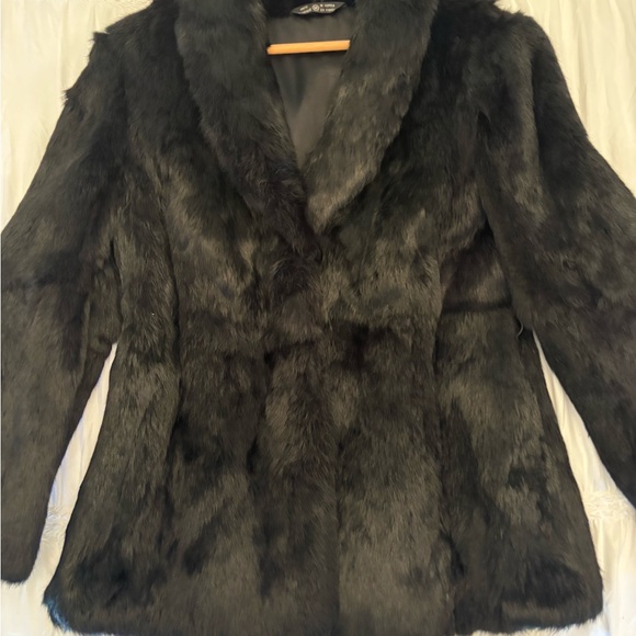 Jackets & Coats | Vintage Jet Black Rabbit Blazer Style Coat | Poshmark